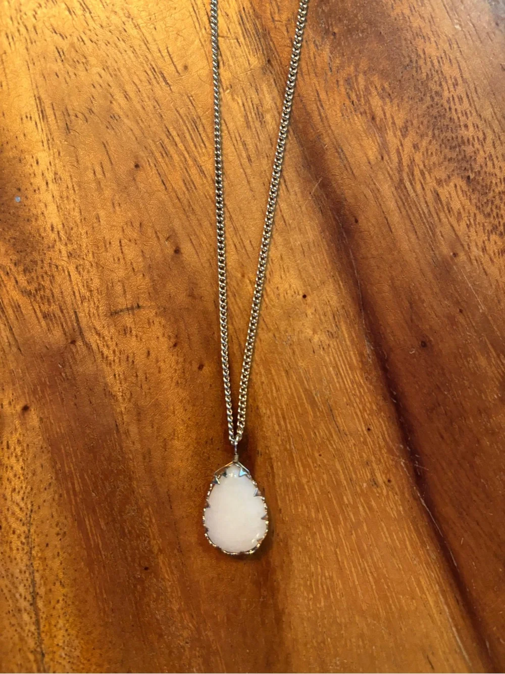 Jewelry | Gold Chain Necklace With White Teardrop Pendant | Poshmark
